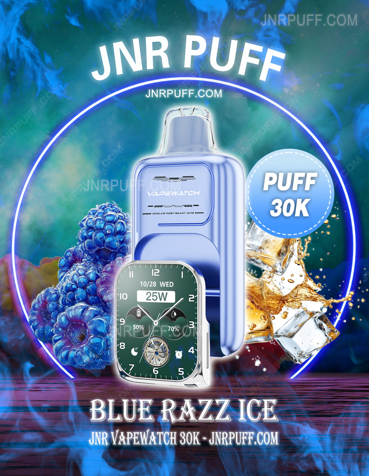 JNR Vape Watch 30k Puffs 30000 - Blue Razz Ice | jnr just no reason
