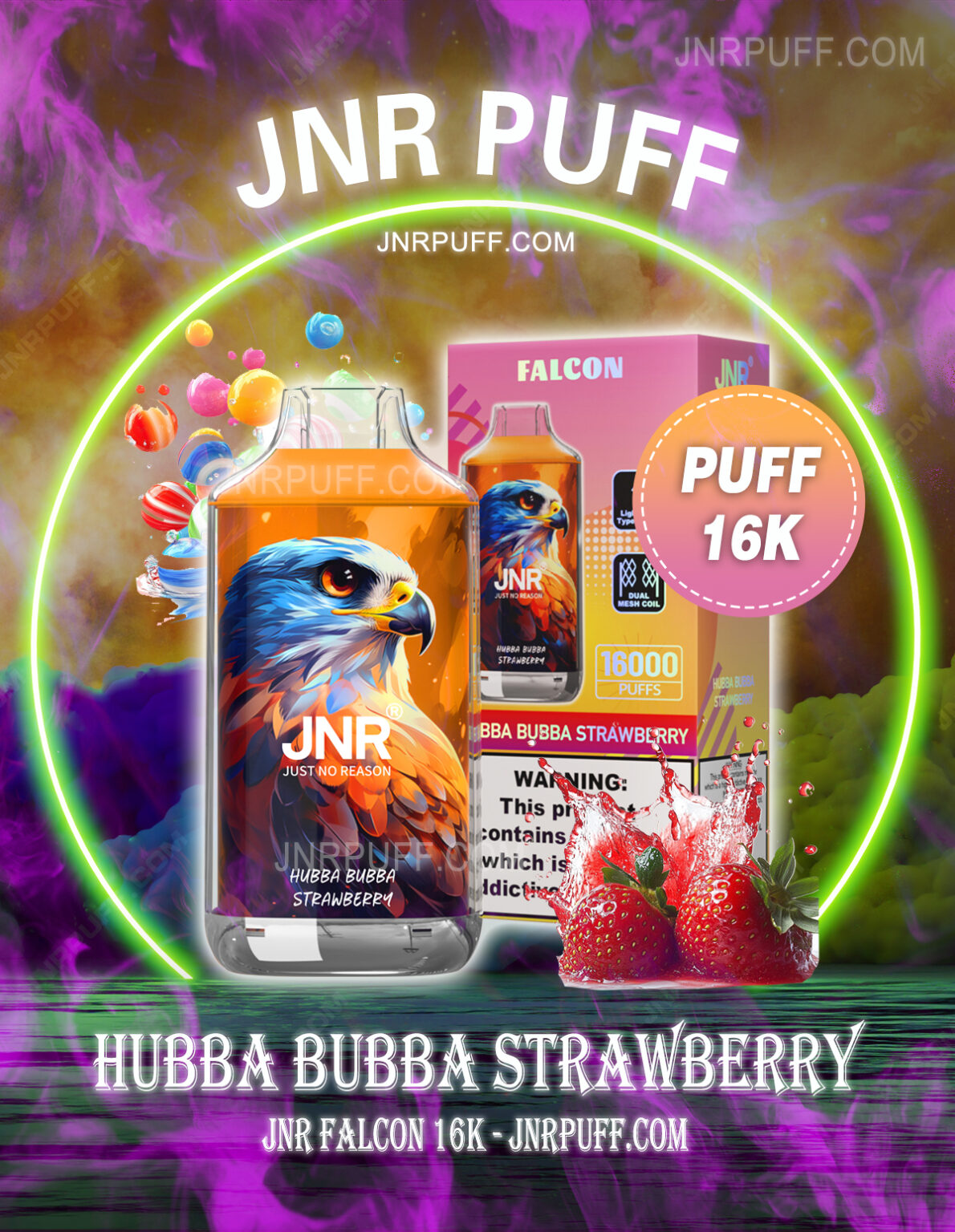 JNR Falcon 16k Puff 16000 – Hubba Bubba Strawberry | JNR Vape
