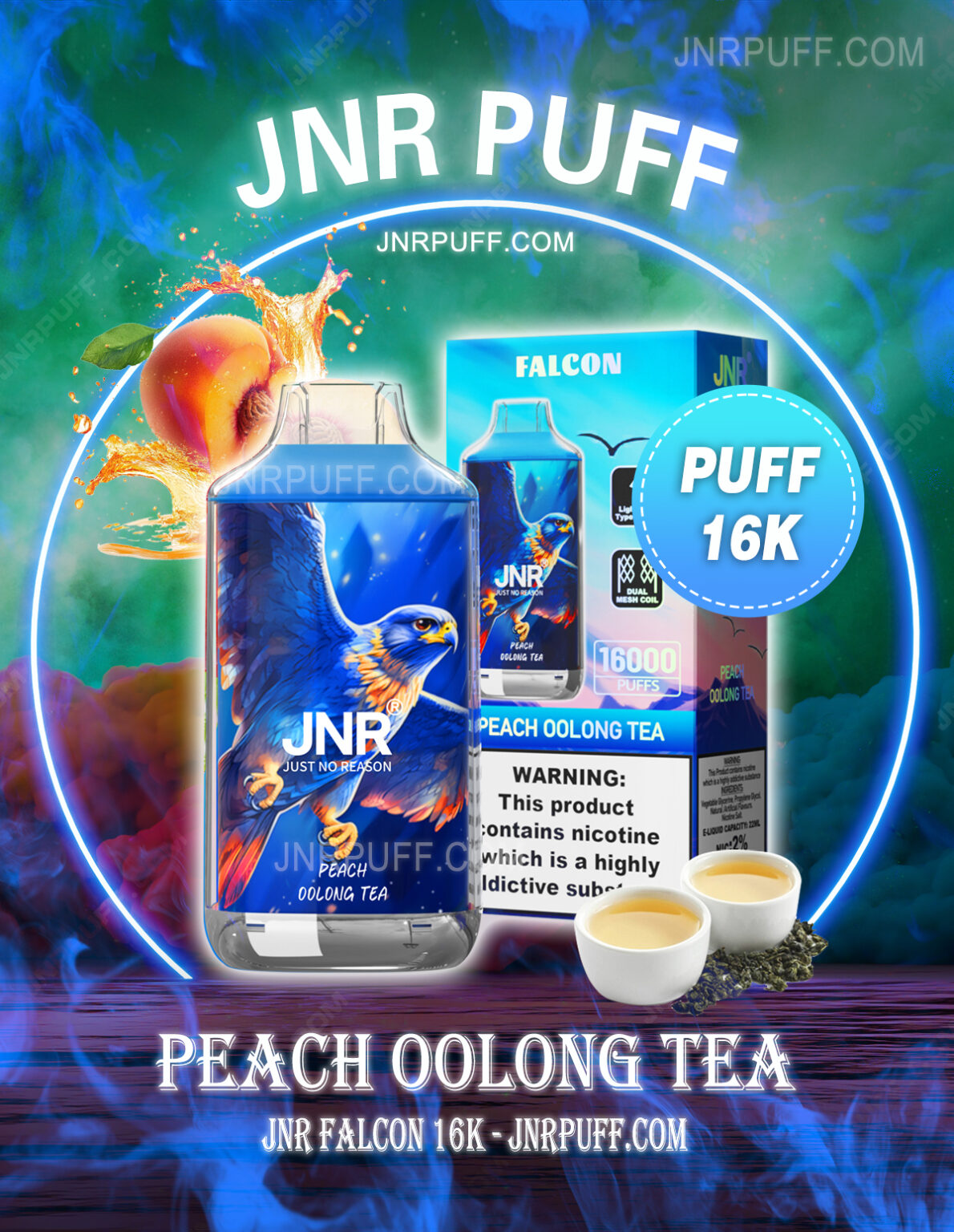 JNR Falcon 16k Puff 16000 – Peach Oolong Tea | Fournisseur Puff
