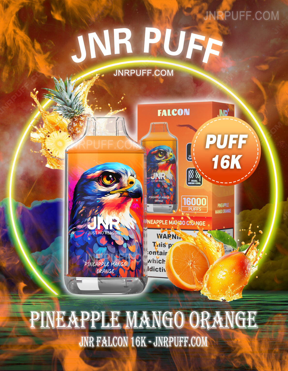 JNR Falcon 16k Puff 16000 – Pineapple Mango Orange | puff rechargeable