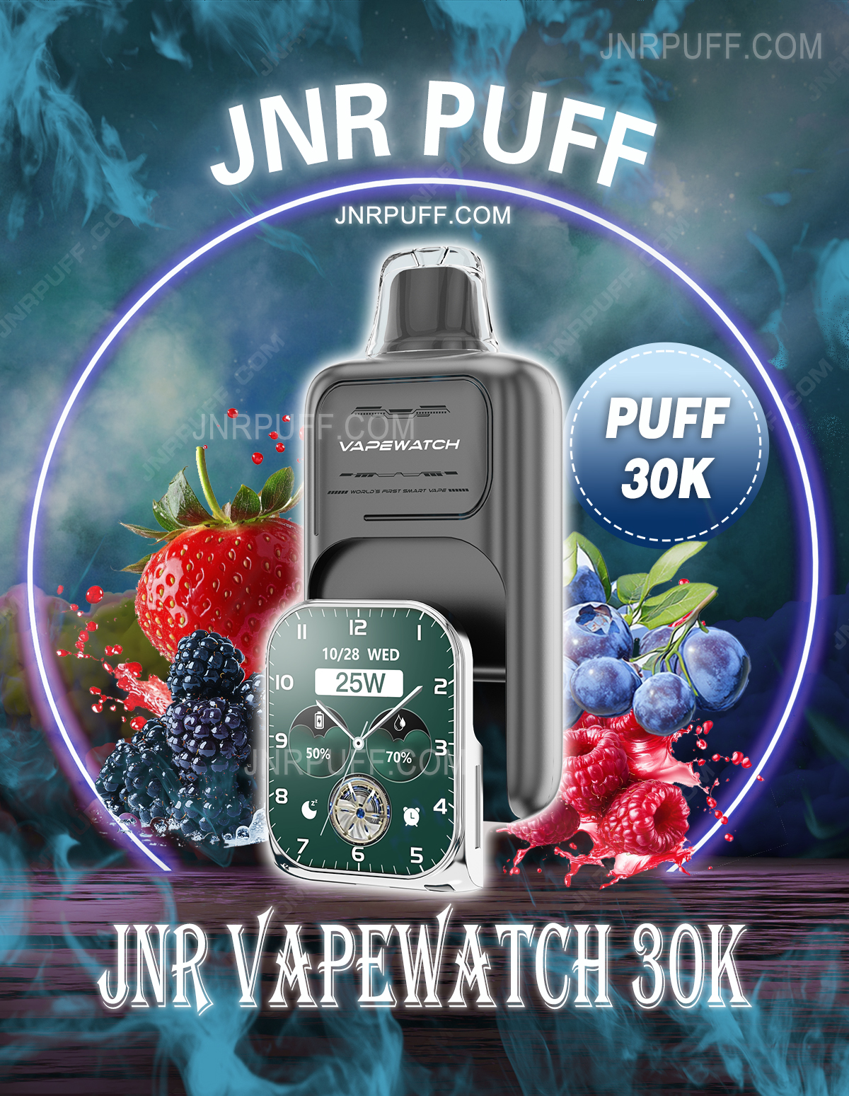 JNR Vape Watch 30k Puffs | connettività Bluetooth vapore multifunzionale