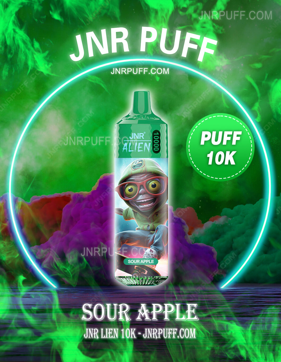JNR ALIEN 10000 Puff 10k - Sour Apple | 20ml e liquid jnr