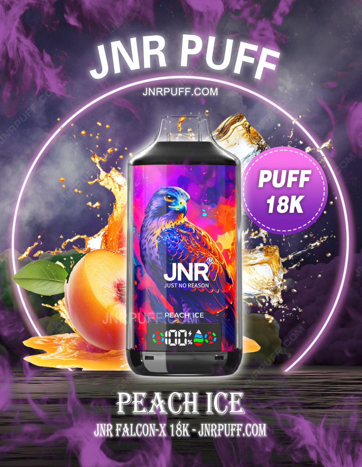 Puff JNR Falcon-X 18000 18k – Peach Ice | 24ml e liquide Jnr Vape