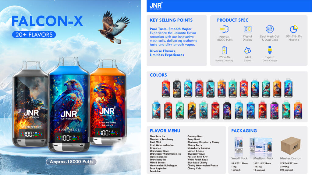 JNR Falcon X-18000 Puffs : La Vape Jetable Ultime pour une Expérience ...