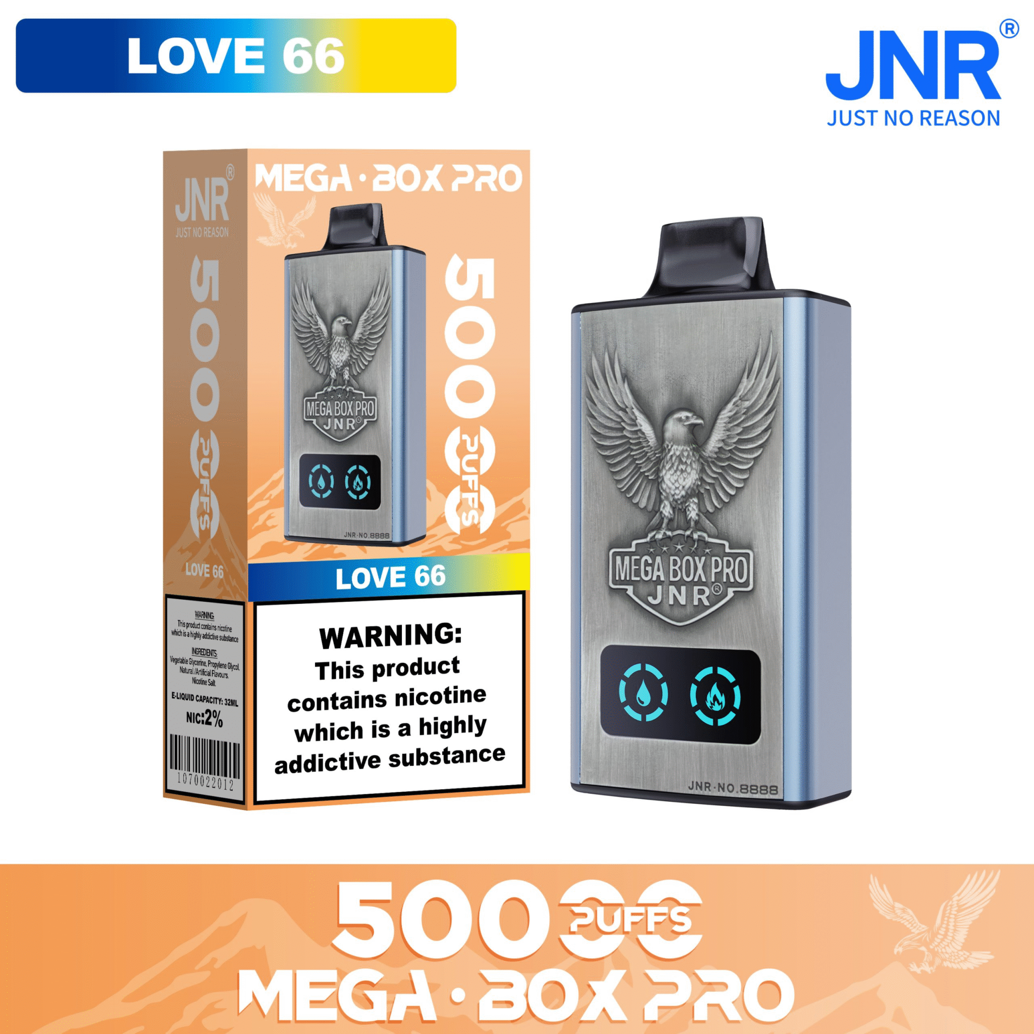 Love 66 - Jnr Mega Box PRO 50000 Puffs | JNRPUFF Livraison Rapide